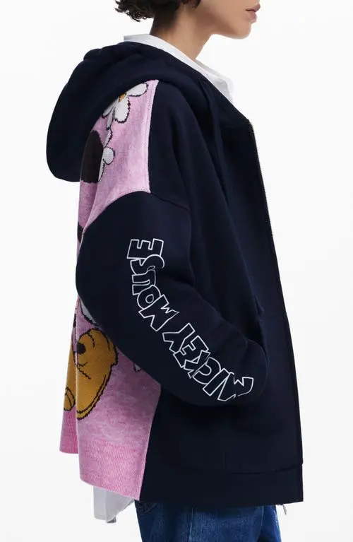 Desigual Mickey Mouse™ Full-Zip Hoodie In Navy Blue - 40% Off